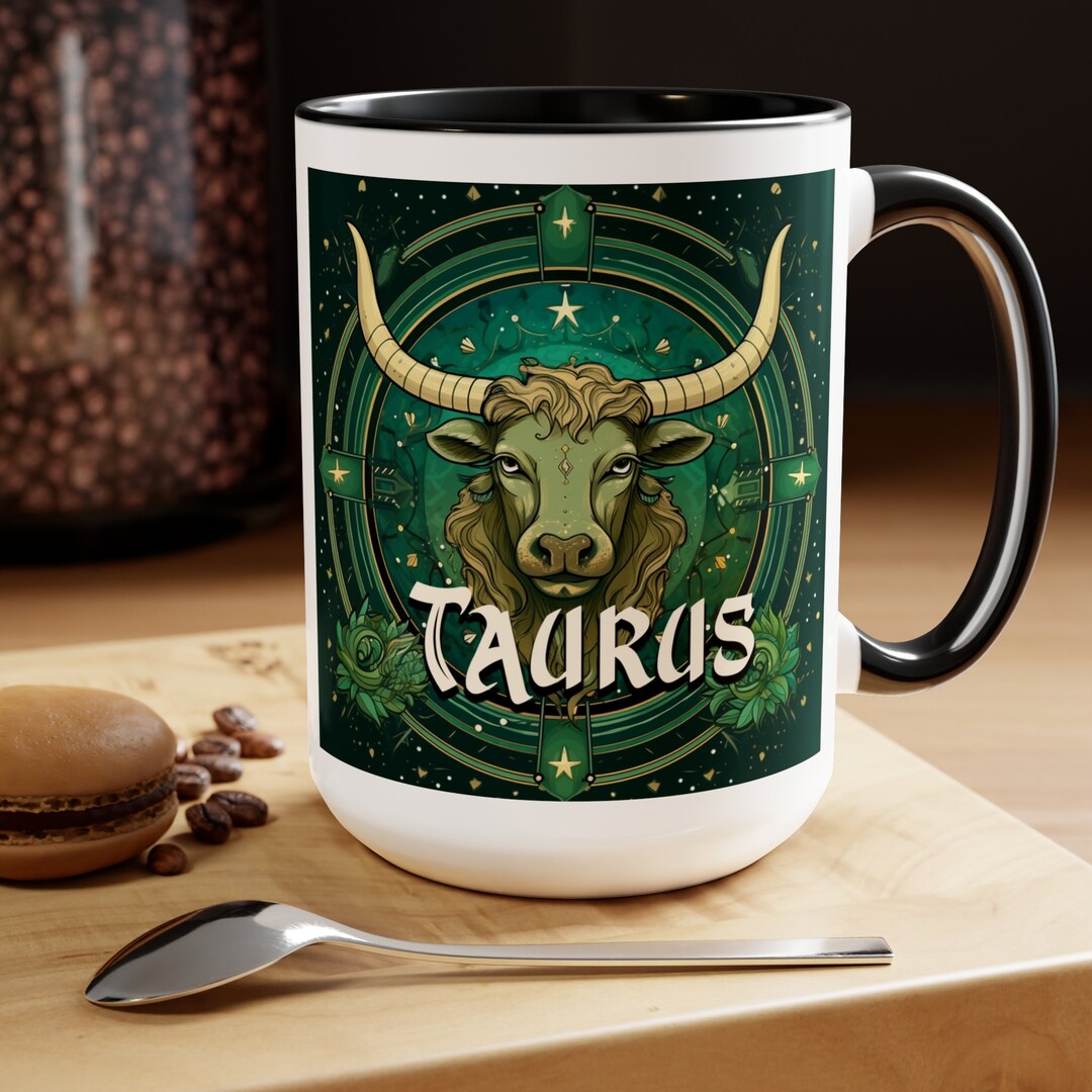 Taurus Horoscope Two-tone Coffee Mug, 15 Oz, Taurus Gift, Zodiac Mug ...