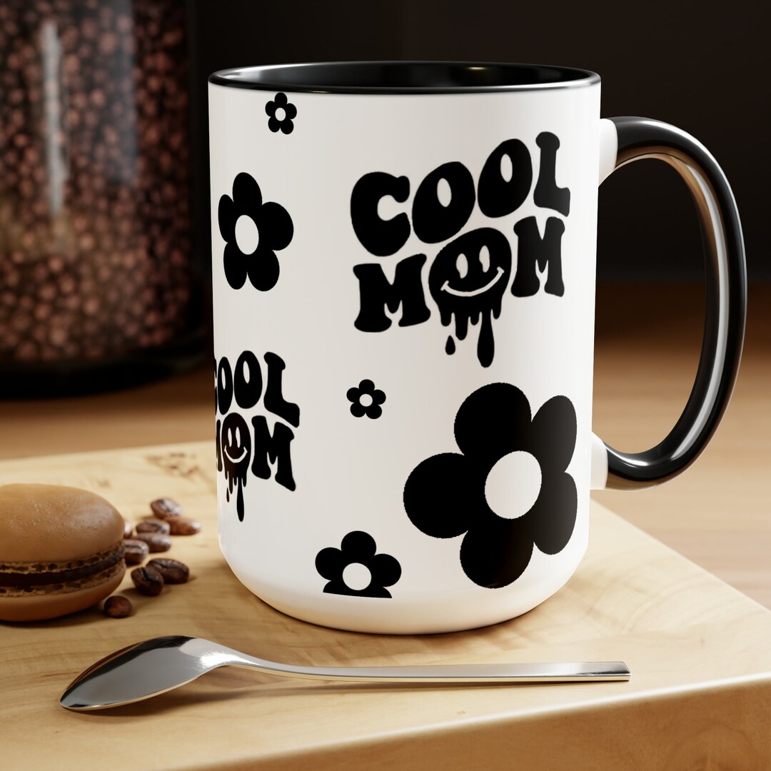 Y2k Flower Black and White Cool Mom Two-tone Coffee Mugs - Etsy