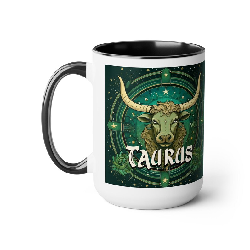 Taurus Horoscope Two-tone Coffee Mug, 15 Oz, Taurus Gift, Zodiac Mug ...