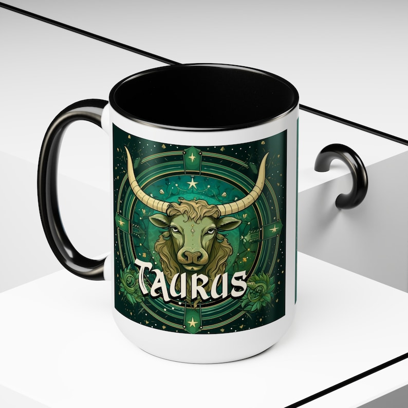 Taurus Horoscope Two-tone Coffee Mug, 15 Oz, Taurus Gift, Zodiac Mug ...