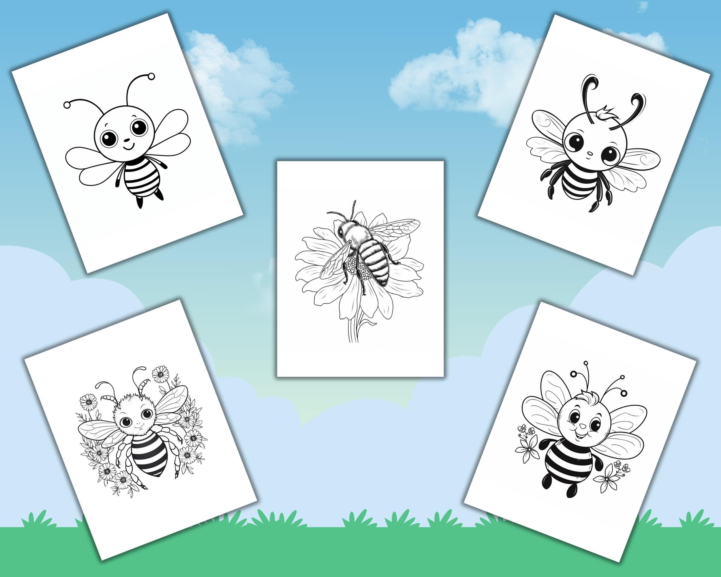 Bee Coloring Pages Cute Bees Coloring Pages for Kids Printable Fun ...