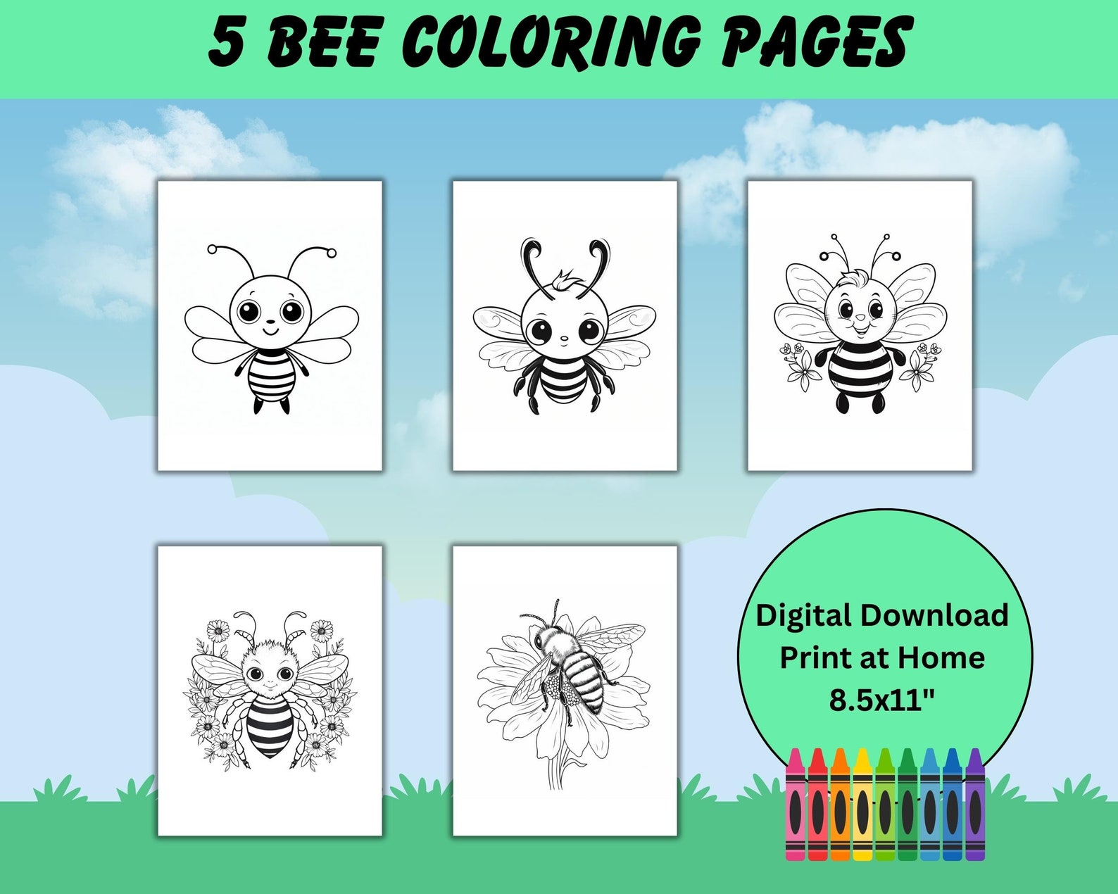 Bee Coloring Pages Cute Bees Coloring Pages for Kids Printable Fun ...