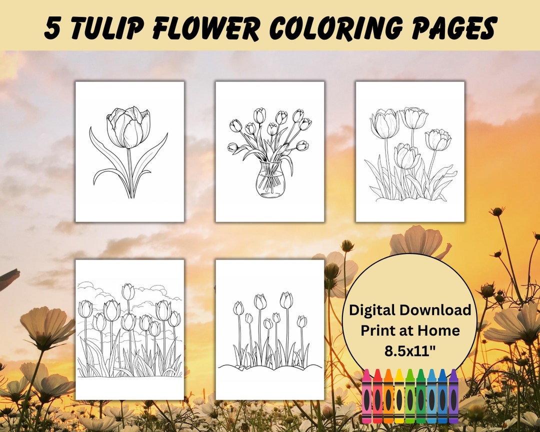 Tulip Coloring Pages Flowers Coloring Pages for Kids Printable Fun ...