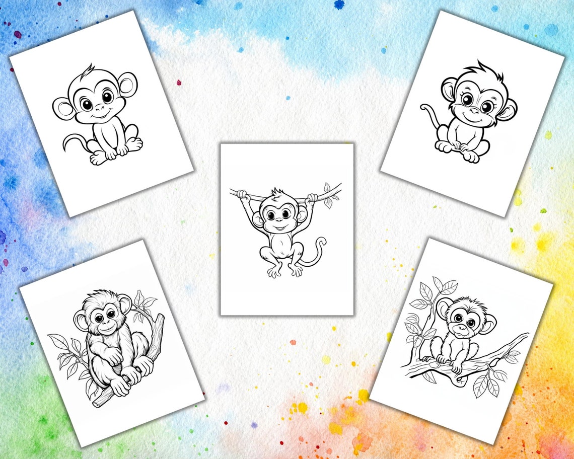 Monkey Coloring Pages Cute Monkeys Coloring Pages for Kids Printable ...