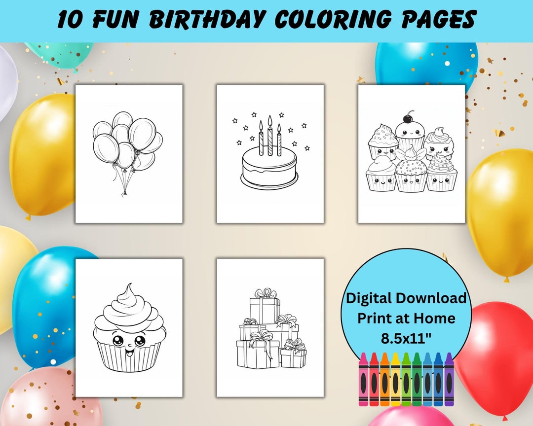 Birthday Coloring Pages Fun Birthday Party Coloring Pages for Kids ...