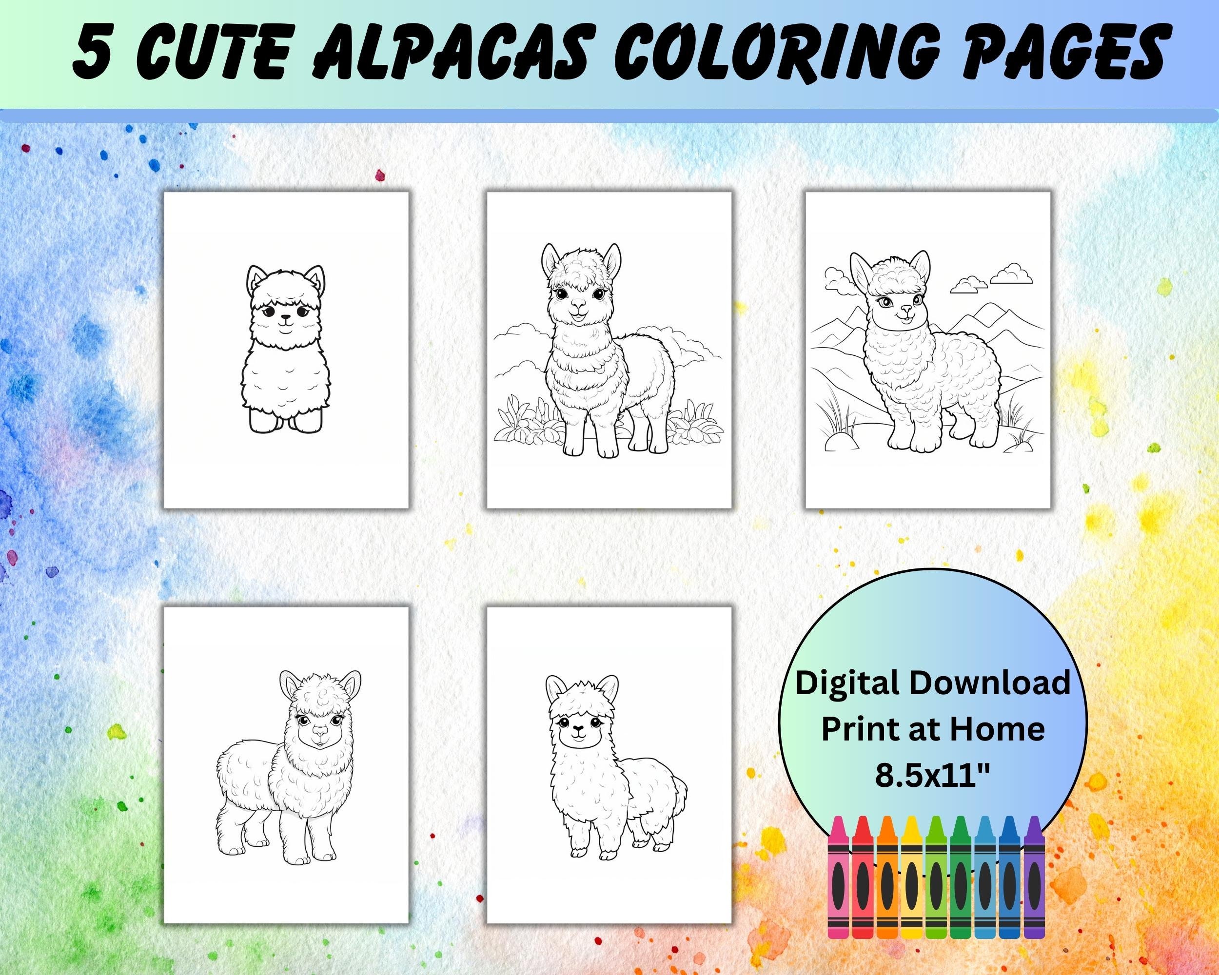 Alpaca Coloring Pages Cute Alpacas Coloring Pages for Kids Printable ...