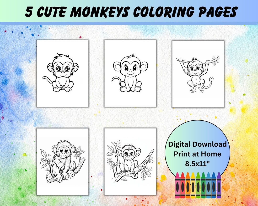 Monkey Coloring Pages Cute Monkeys Coloring Pages for Kids Printable ...