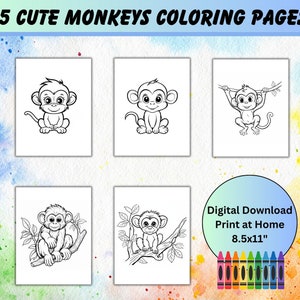 Monkey Coloring Pages Cute Monkeys Coloring Pages for Kids Printable ...