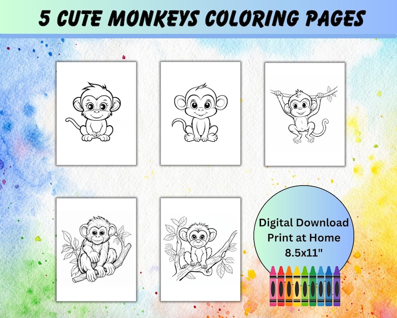 Monkey Coloring Pages Cute Monkeys Coloring Pages for Kids Printable ...