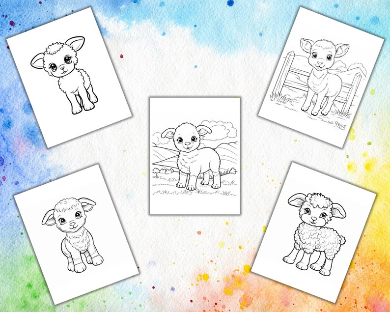 Lamb Coloring Pages Cute Lambs Coloring Pages for Kids - Etsy
