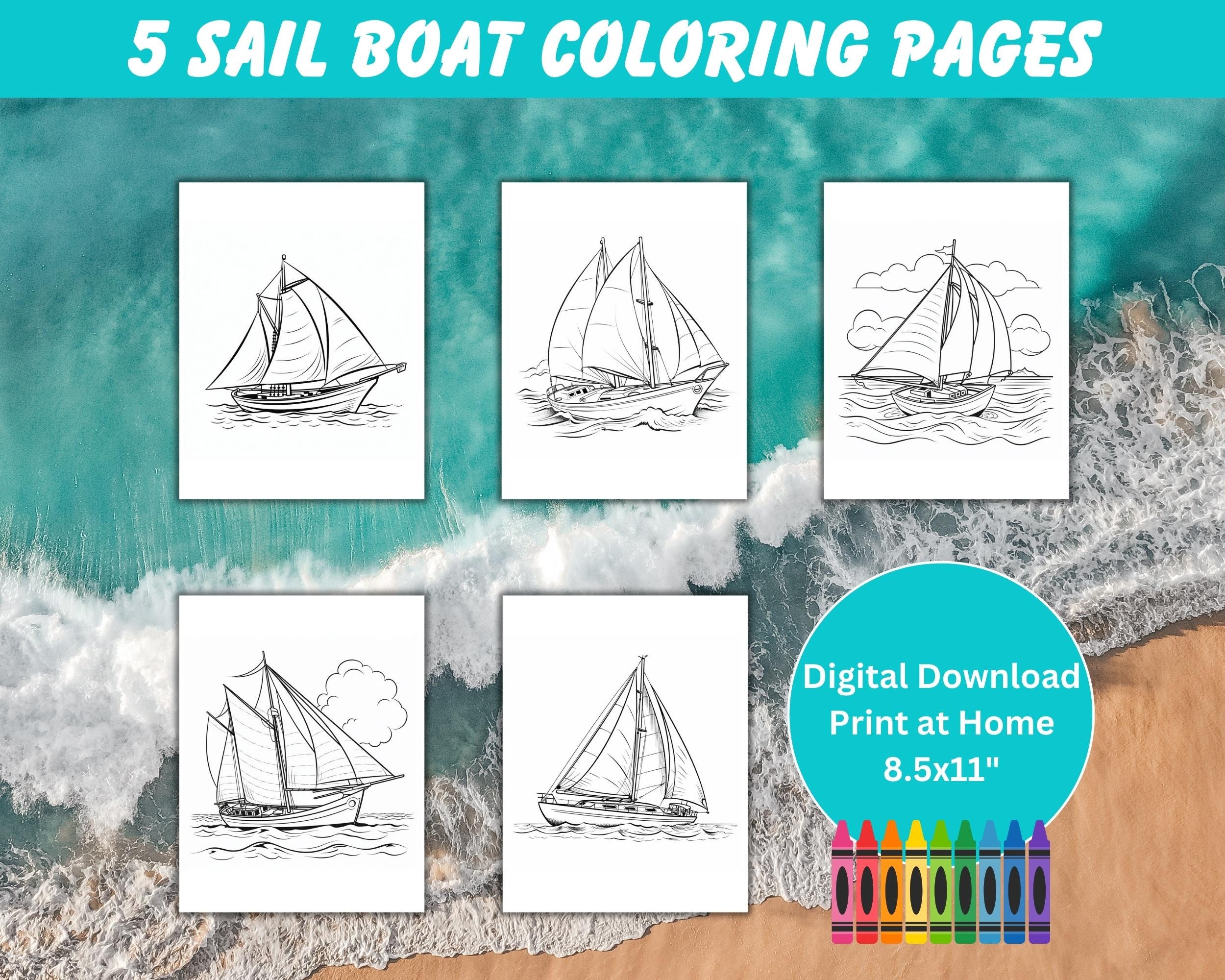 Printable Sailboat Coloring Pages