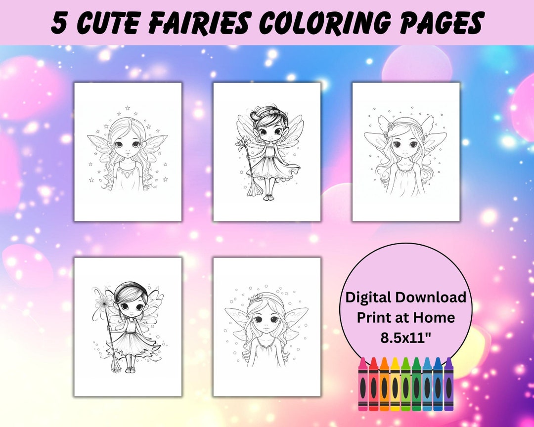 Fairy Coloring Pages Cute Fairies Coloring Pages for Kids Printable Fun ...