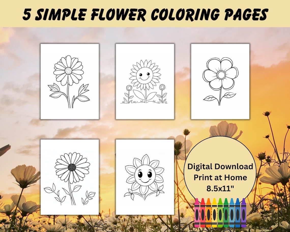 Simple Flower Coloring Pages Flowers Coloring Pages for Kids Printable ...
