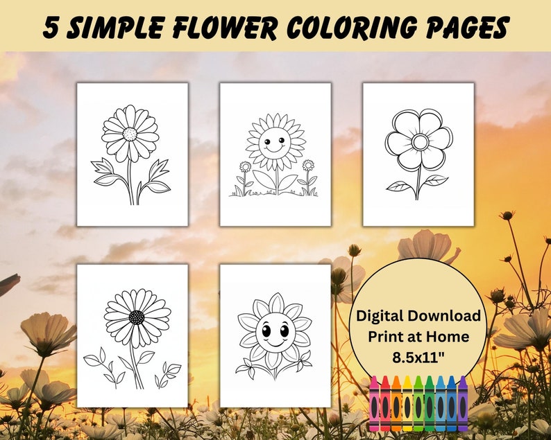 Simple Flower Coloring Pages Flowers Coloring Pages for Kids Printable ...