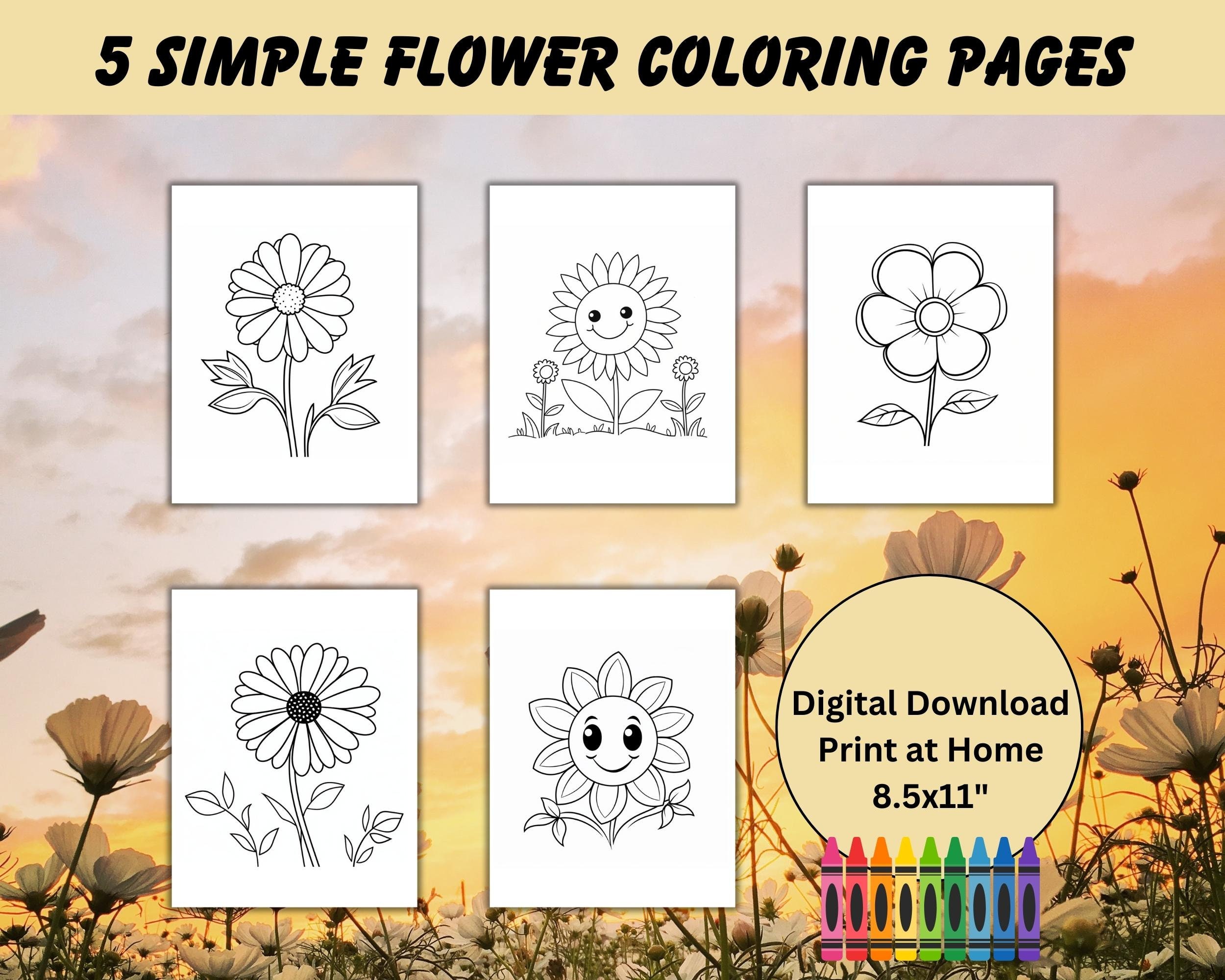 Simple Flower Coloring Pages Flowers Coloring Pages for Kids Printable ...
