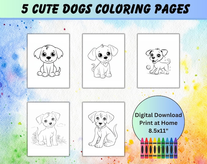 Dog-themed Coloring Pages-preschool-homeschool-motor Skills - Etsy Canada