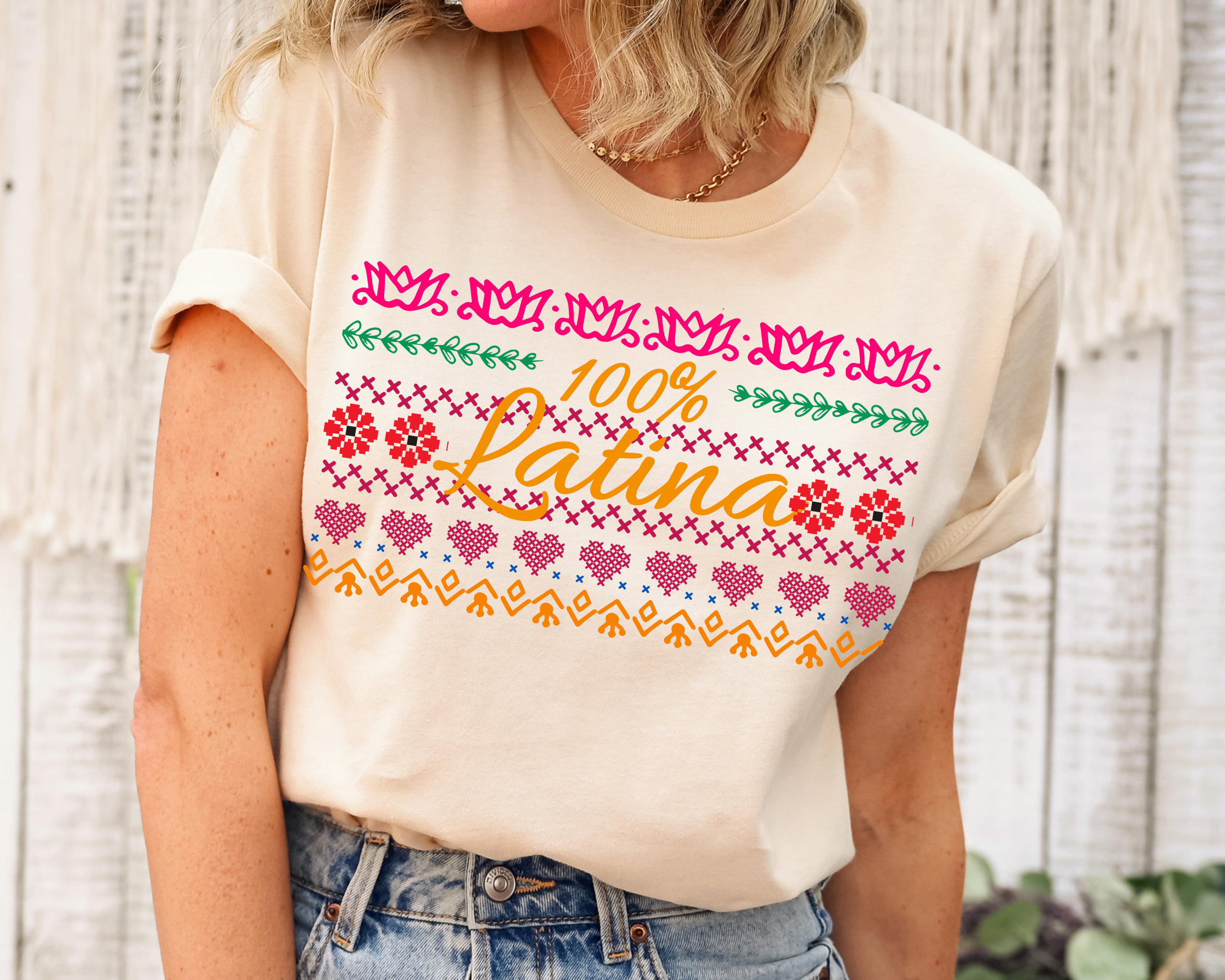 Colorful Latina T-shirt, Floral and Colorful T-shirt, Latin Embroidery ...