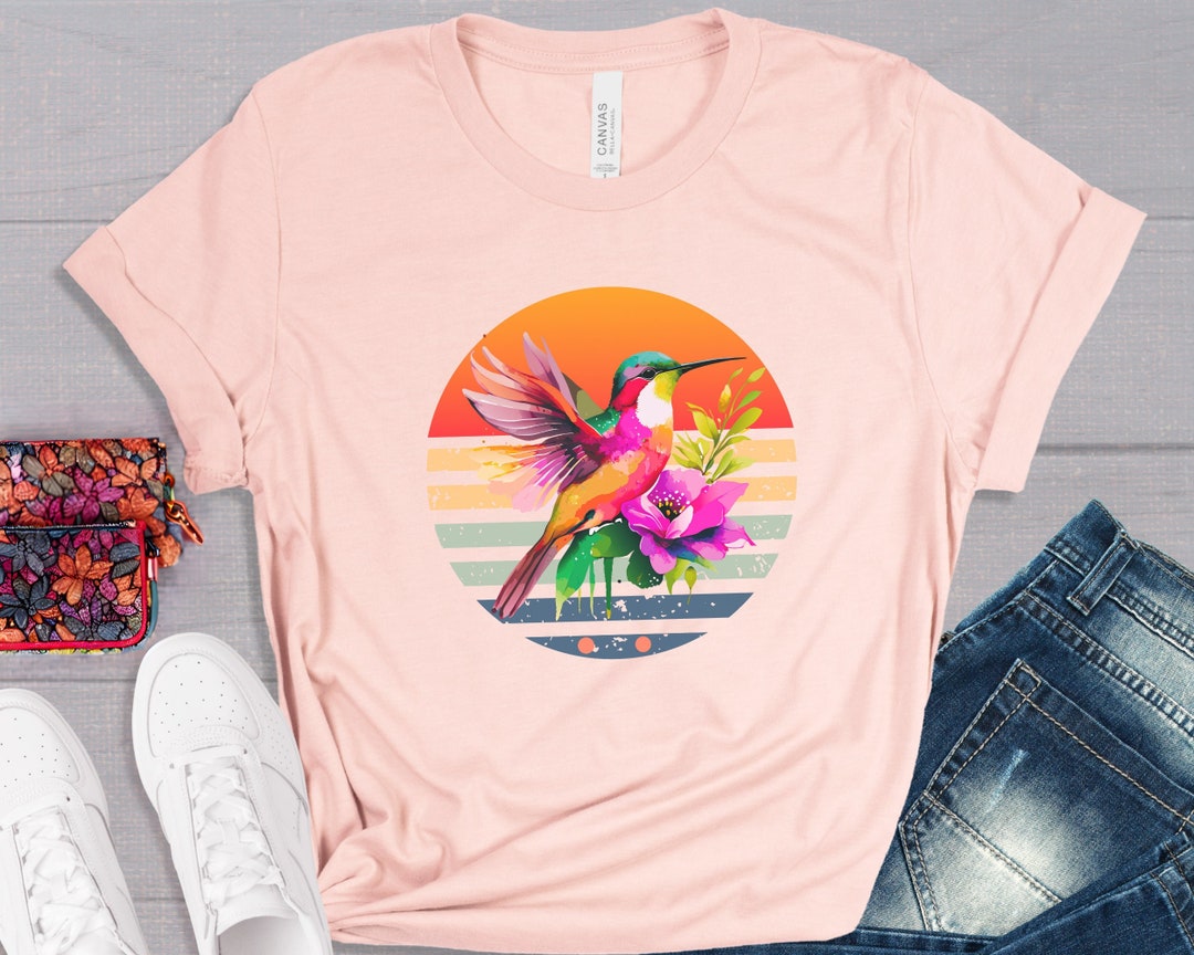 Hummingbird T-shirt, Vibrant Hummingbird T-shirt, Cute Bird T-shirt ...