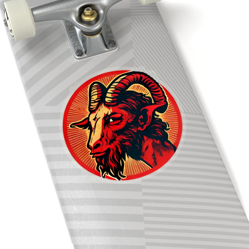 Goat Sticker Retro Red Ram Decal for Water Bottle, Guitar, Macbook ...