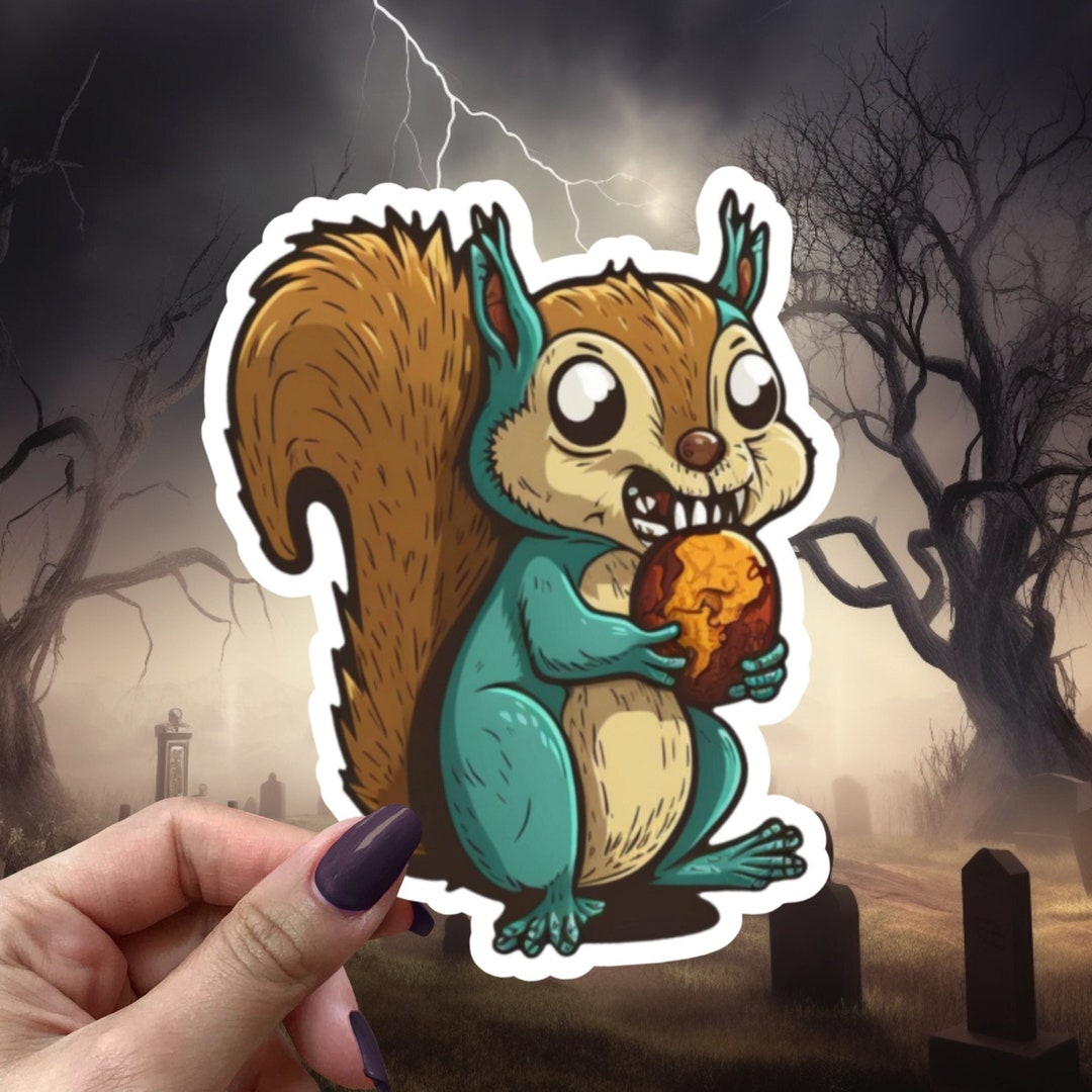 Zombie Squirrel Sticker Funny Vinyl Kiss-cut Edgy Halloween Decal for ...