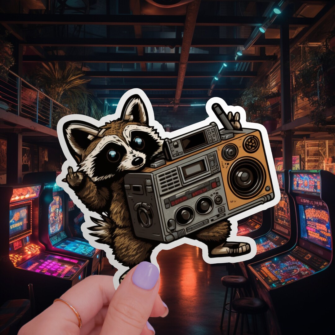 Middle Finger Raccoon Sticker Decal Funny Boombox Cute Coon - Etsy