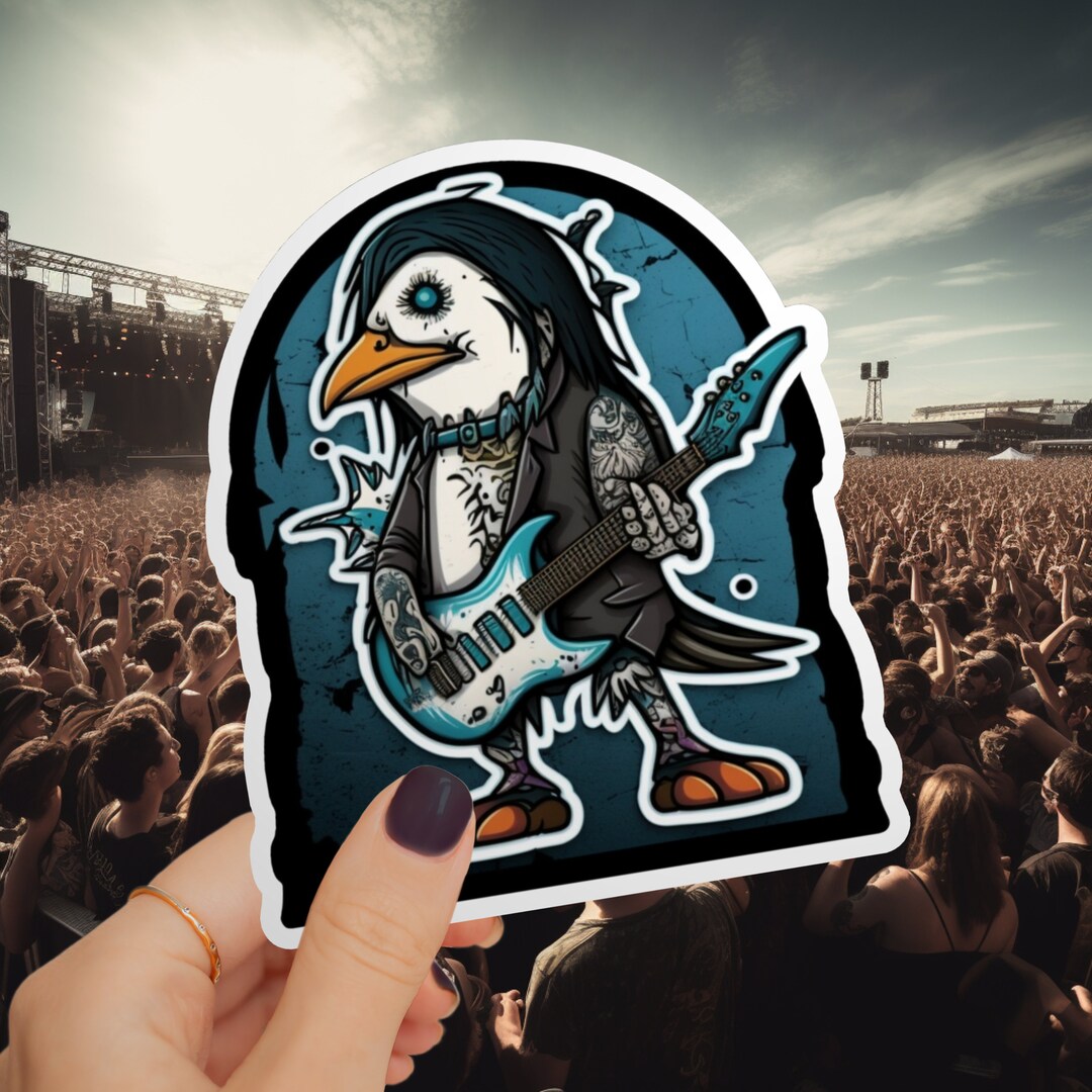 Penguin Rocker Sticker Vinyl Kiss-cut Goth Bass Guitar Sticker Gift for ...