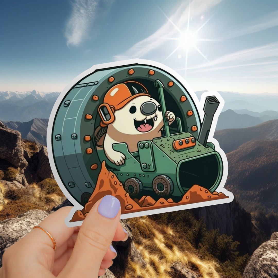 Mole Digging a Hole Sticker Cute Funny Tunnel Boring Machine Vinyl ...