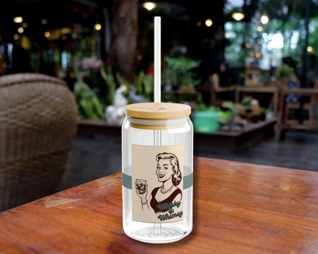 Vintage-inspired Sipper Glass: Retro "whisky & Whimsy" Drinkware - Etsy