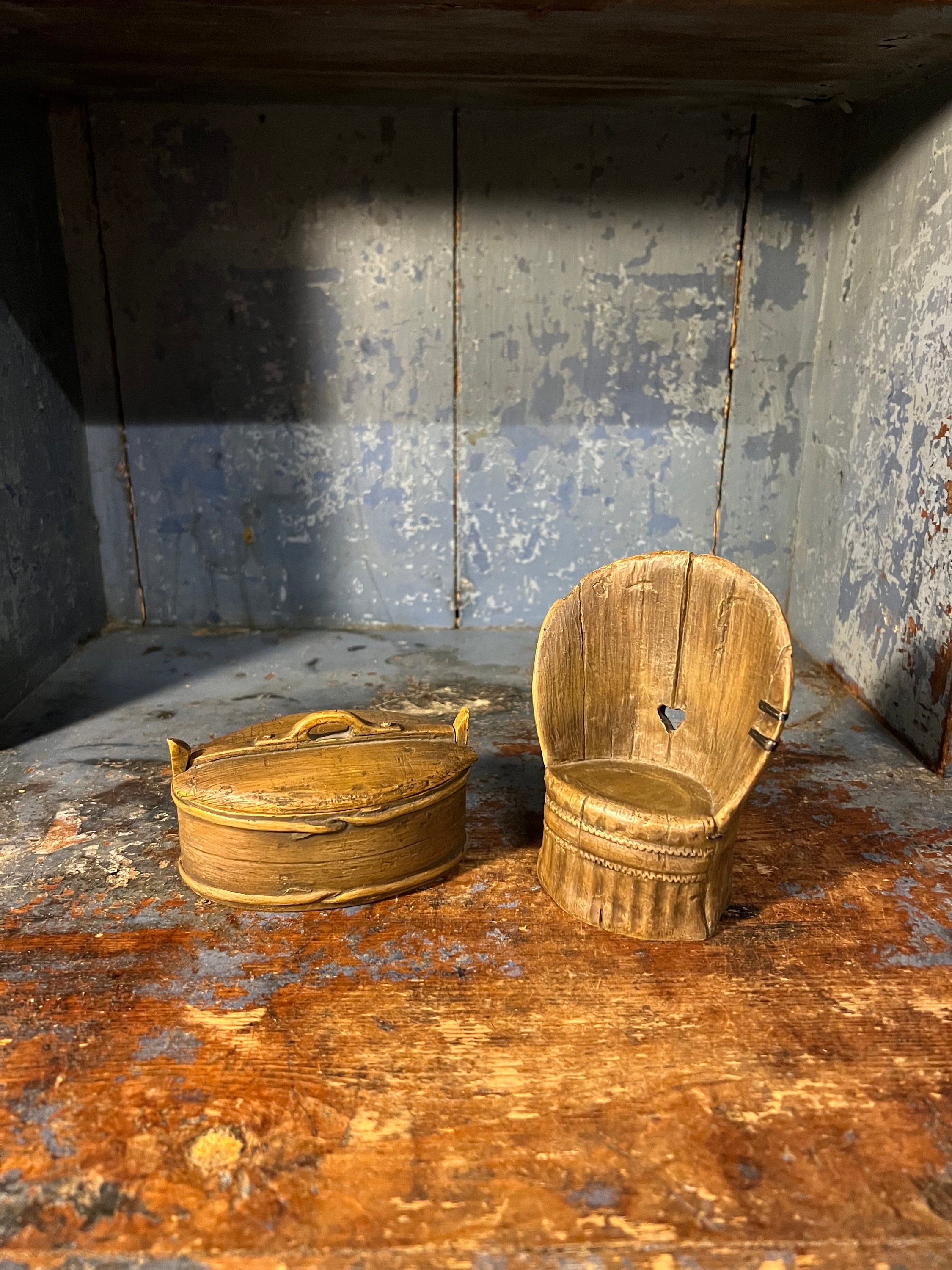Norwegian Tine Box and Stool/kubbestool, Norway Souvenir, Collectible ...