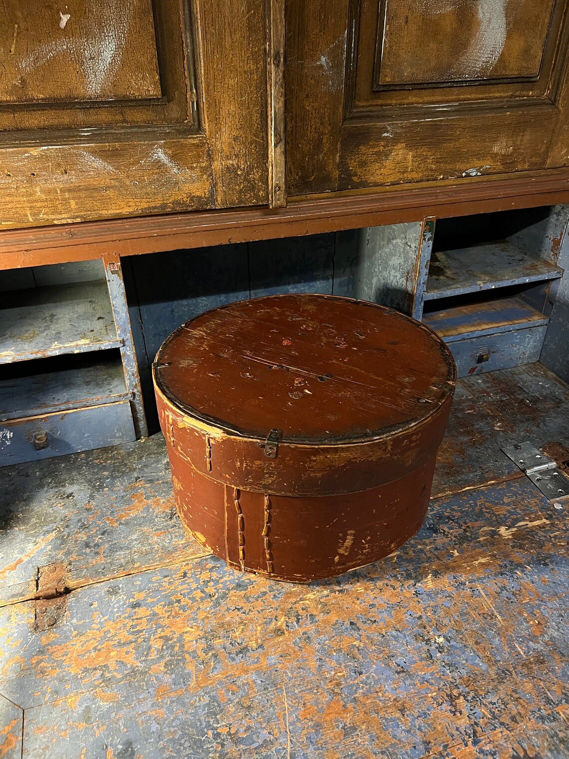 1800s Primitive Antique Tine Box, Pinewood / Bentwood Kitchen Storage ...
