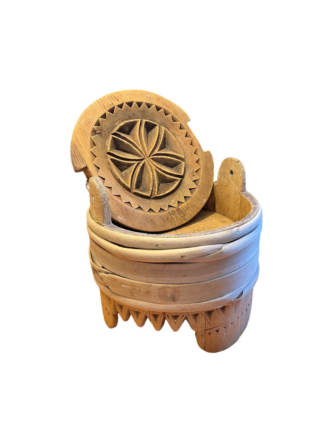 17/1800s Norwegian Rustic Butter Bucket/amber in Pinewood / Bentwood ...