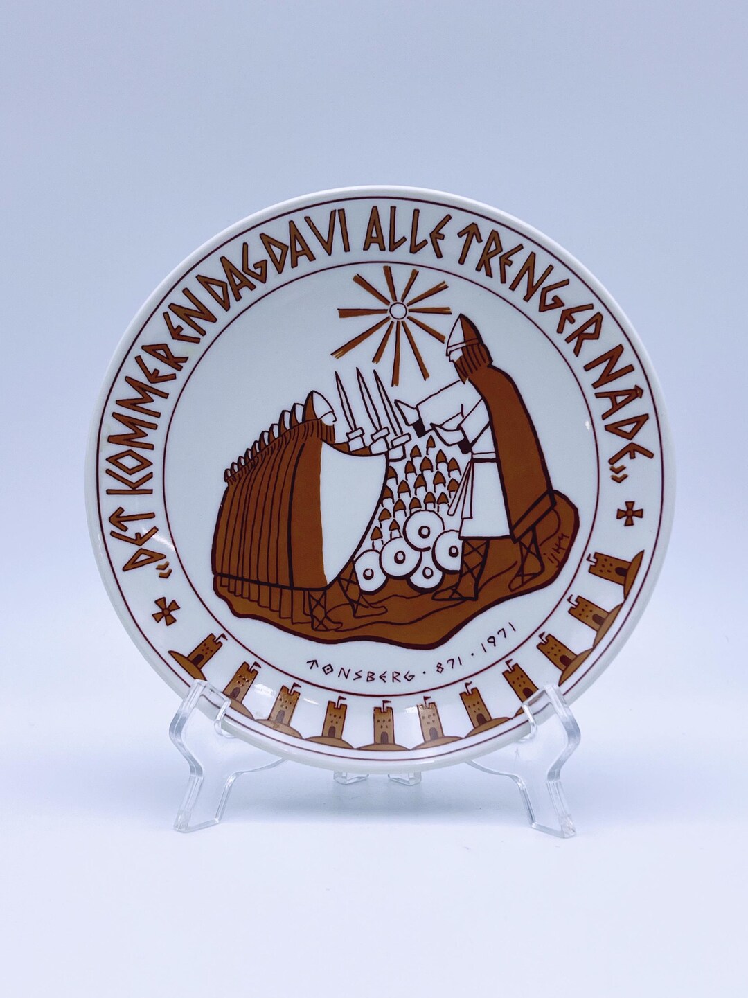 Dated 1971 Norwegian Viking Plate - Tønsberg 1100 Years Commemorative ...