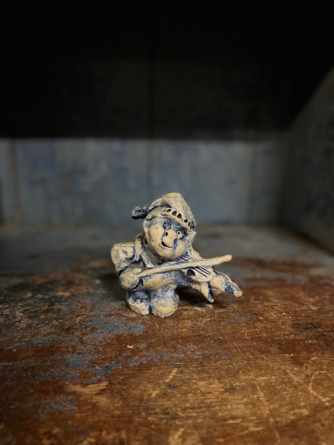 Vintage Handcrafted Statue / Sculpture / Figurine "troll Playing Violin ...