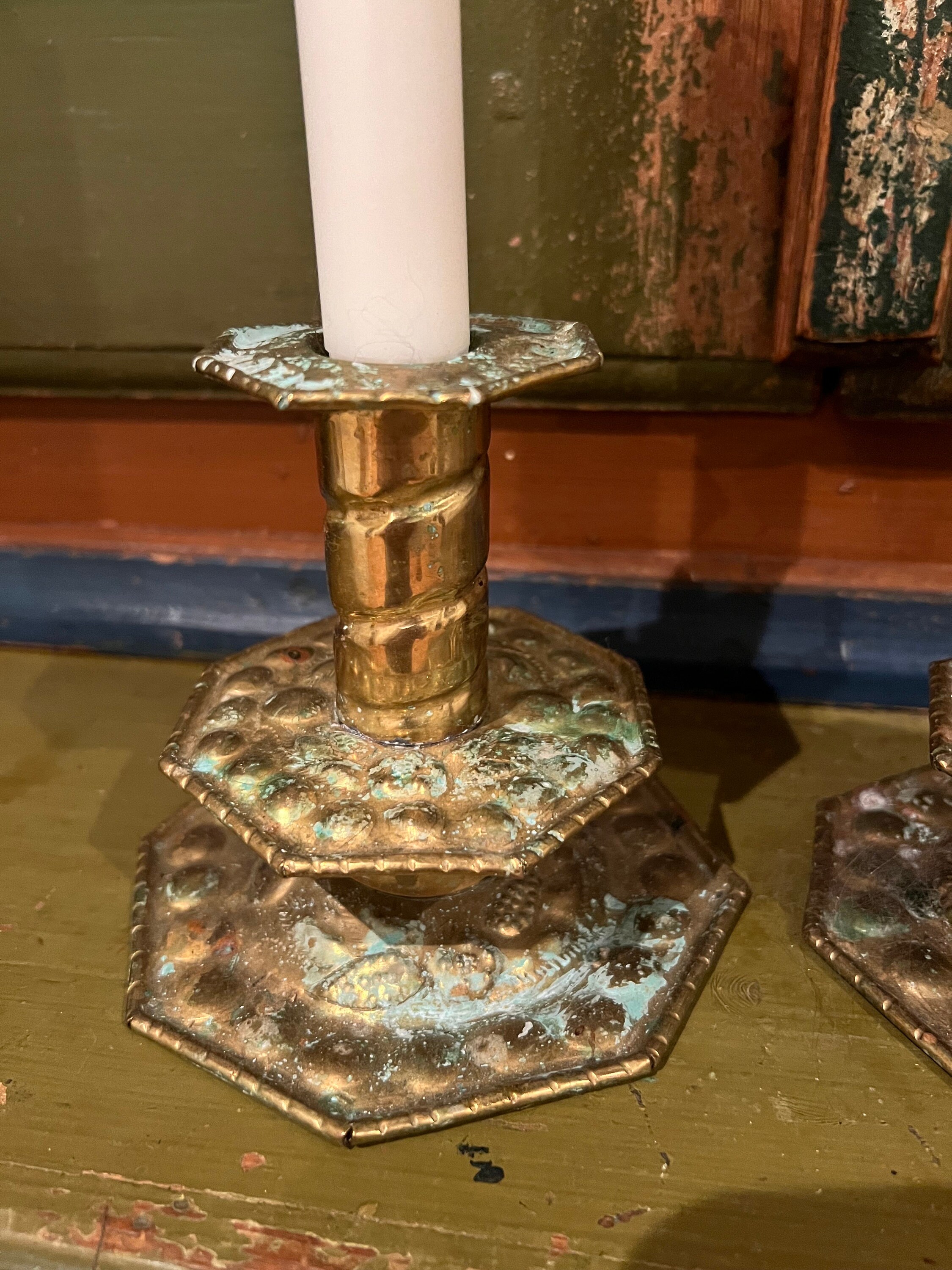 1800s Baroque Candlestick, Norway Coat Candle Holder in Brass/bronze ...