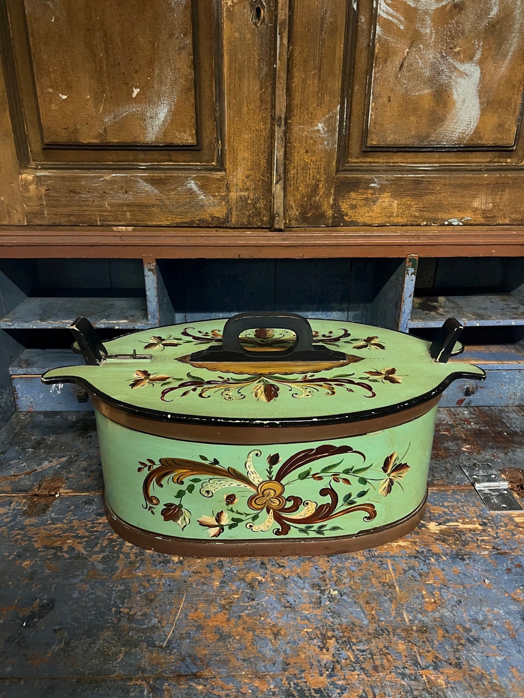 1940/50s Primitive Norwegian Tine Box With Rosemaling, RUSTIC Kitchen ...