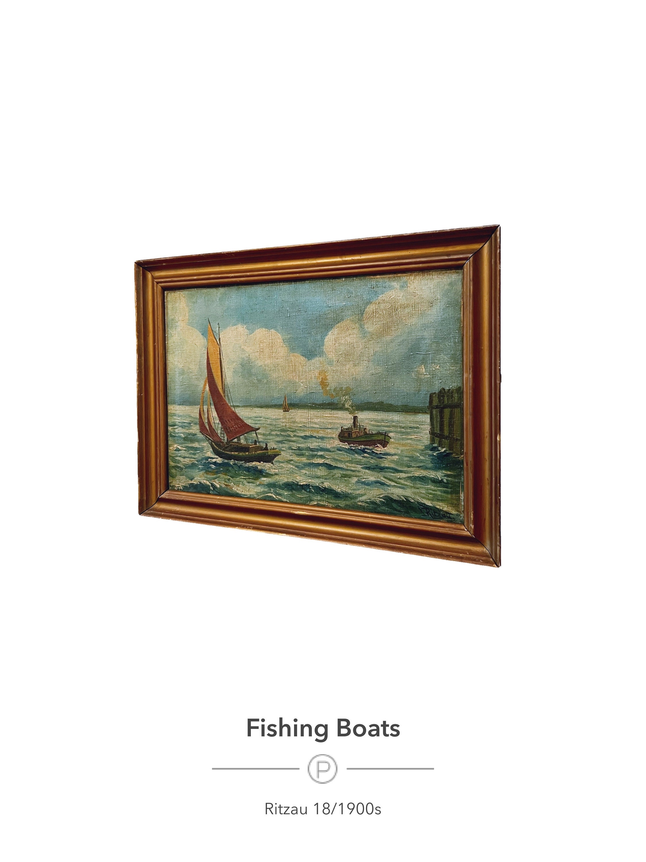 18/1900s Oil on Canvas fishing Boats, Artist Signed, 51.5 X 39 Cm - Etsy