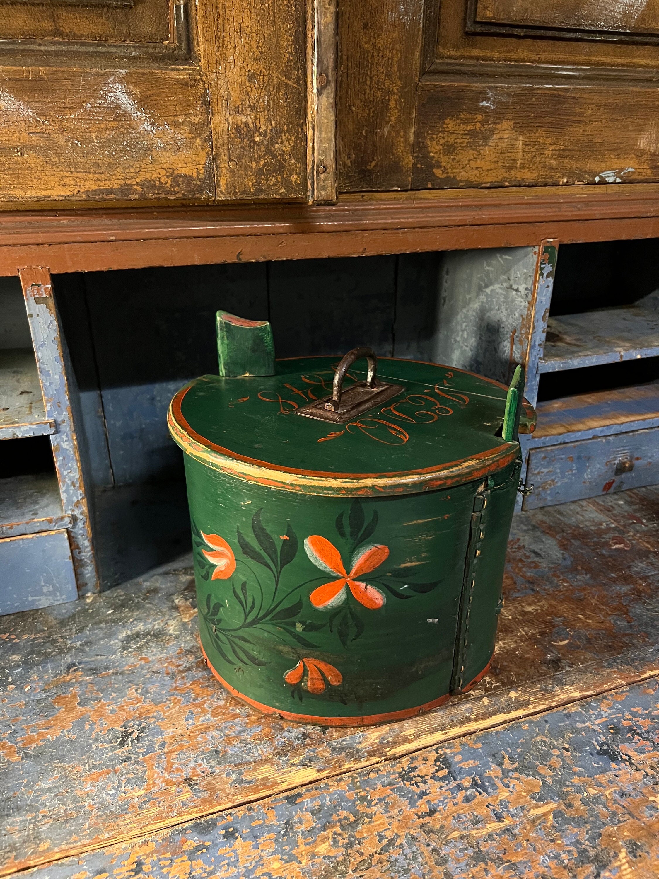 Dated 1848 Important Norwegian Primitive Antique Tine Box With Original ...