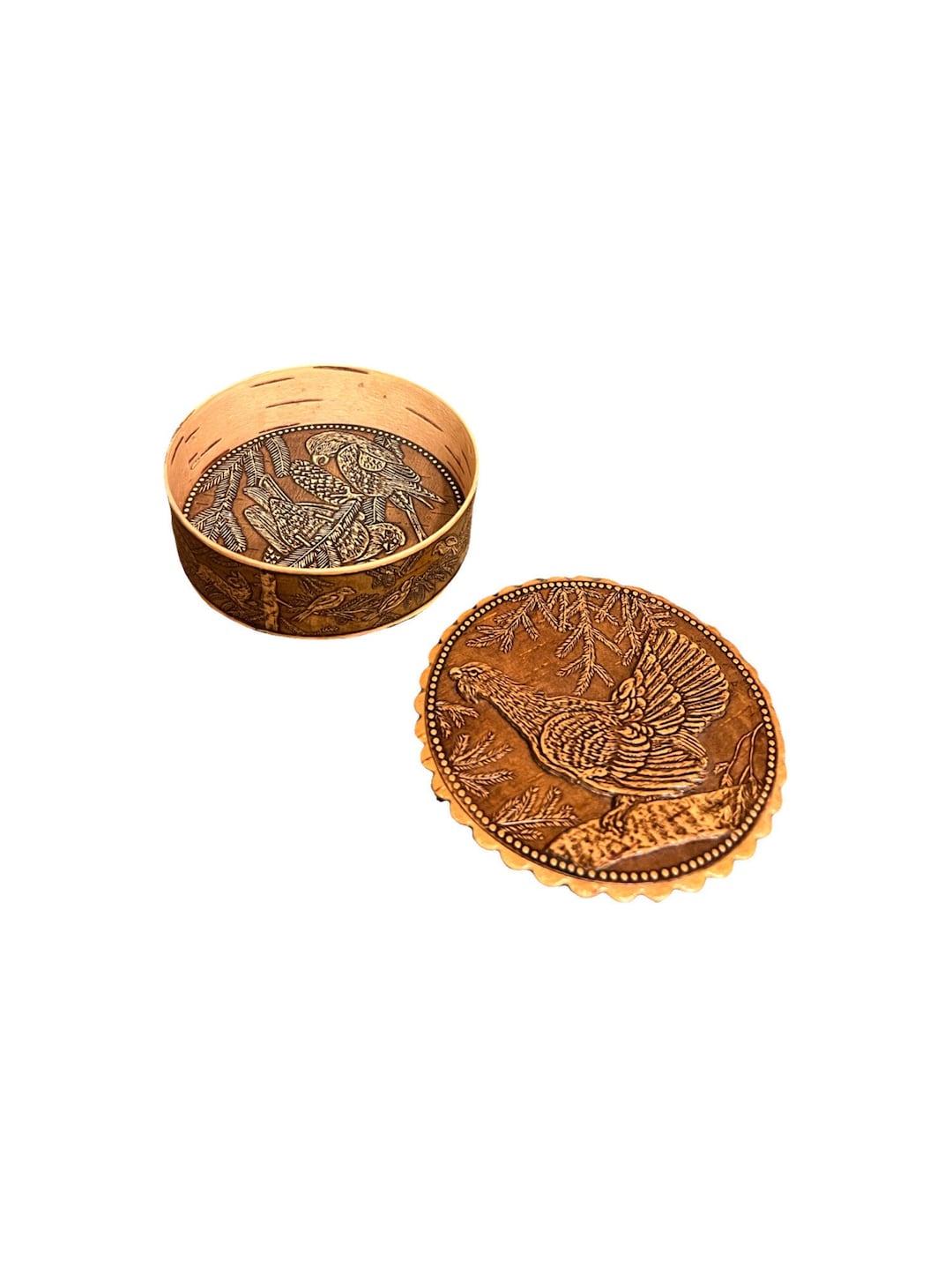 Vintage Memory & Keepsake Box, JEWELRY/ Table Box, Birch Bark, Folk Art ...