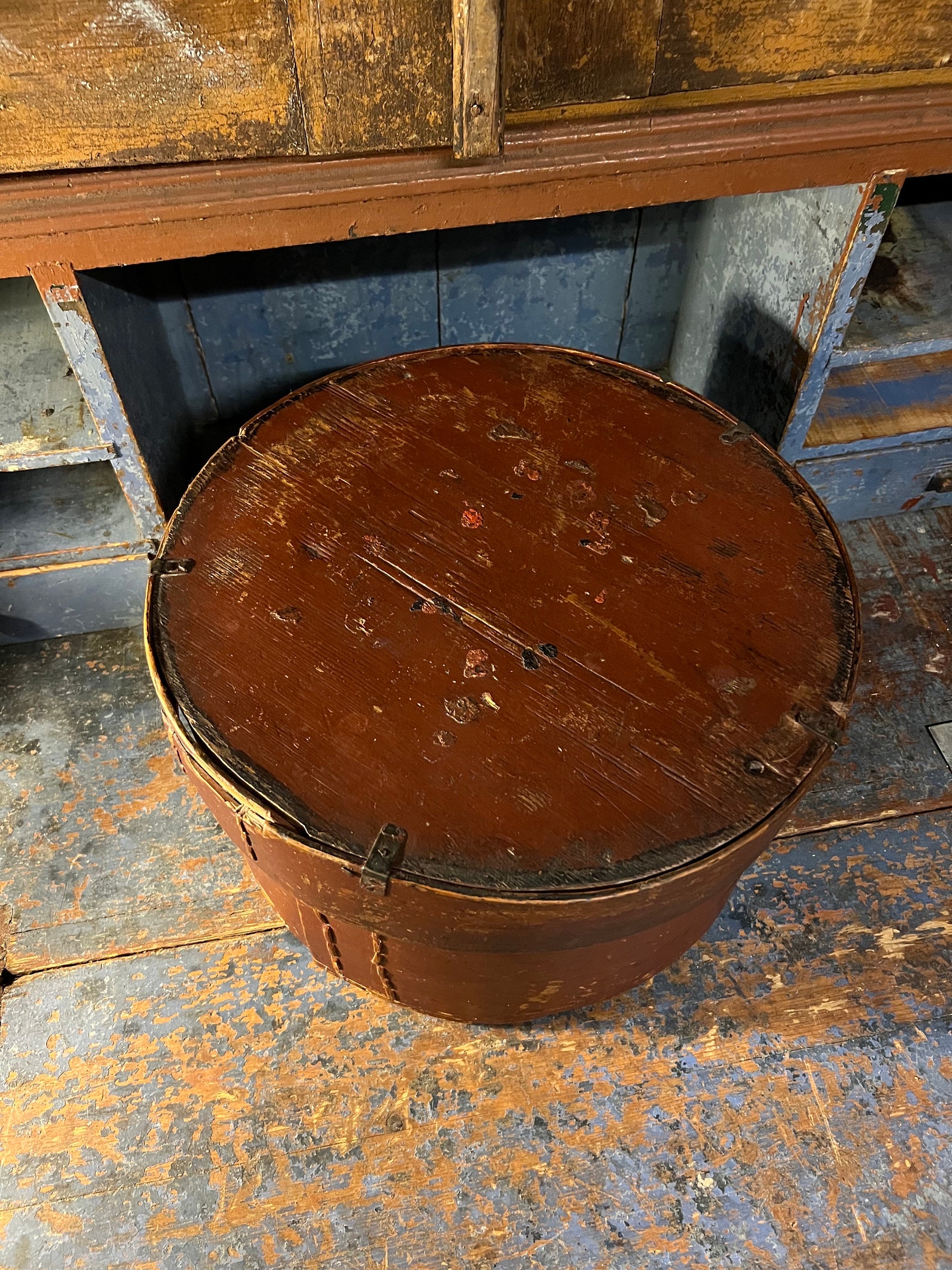 1800s Primitive Antique Tine Box, Pinewood / Bentwood Kitchen Storage ...
