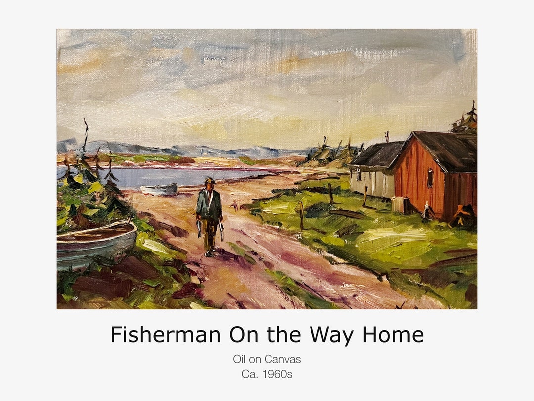 Ca. 1960s Norwegian/scandinavian Oil Painting "fisherman on the Way ...