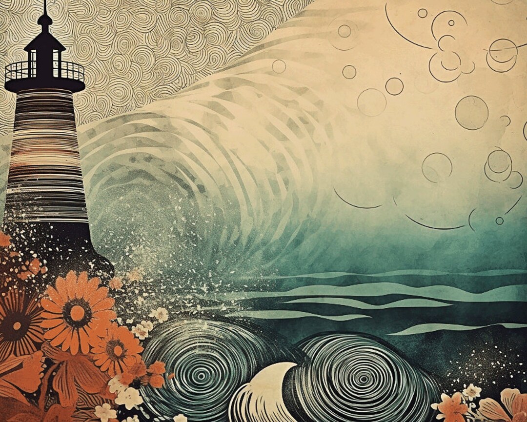 Boho Nautical Art Print Digital Download Mid Century Modern Minimalist ...