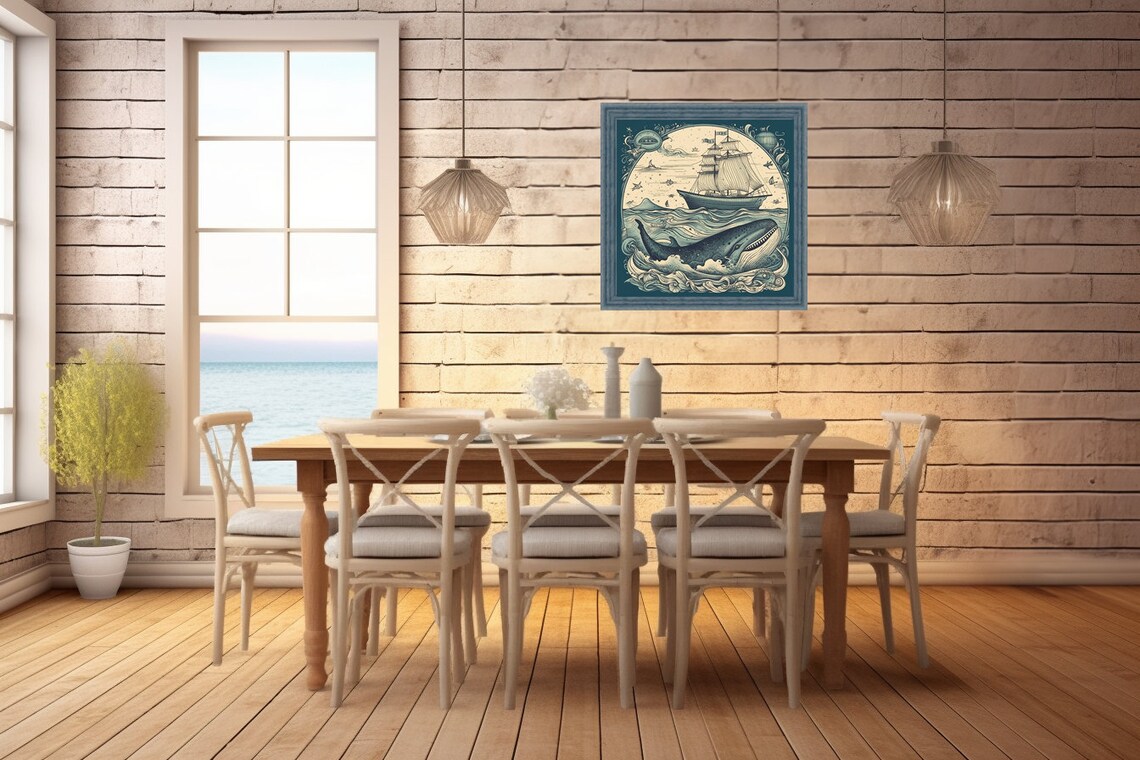 Vintage Nautical Boho Art Print Digital Download Mid Century Modern ...