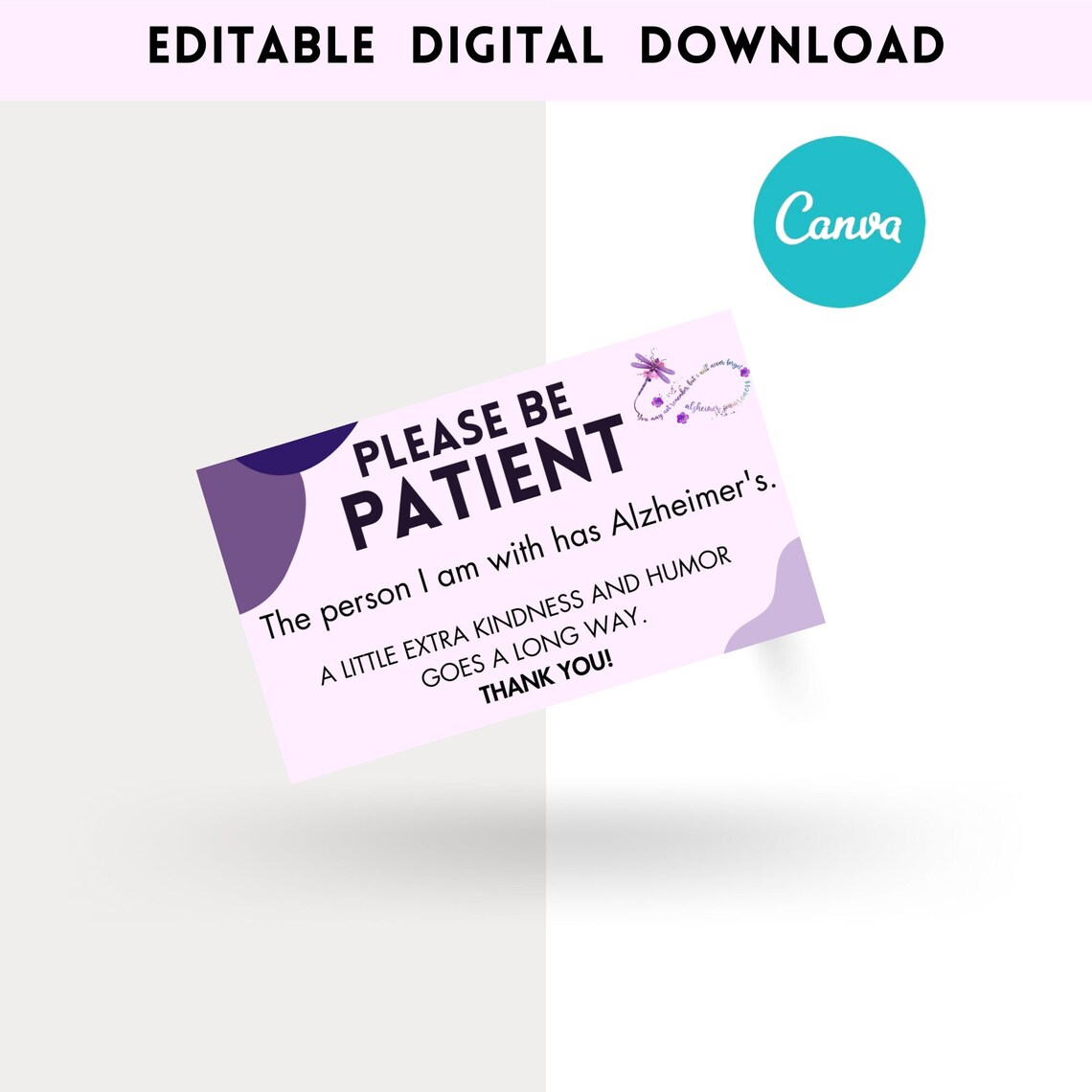 Canva Template Alzheimers Card Editable Digital Download Alzheimers ...