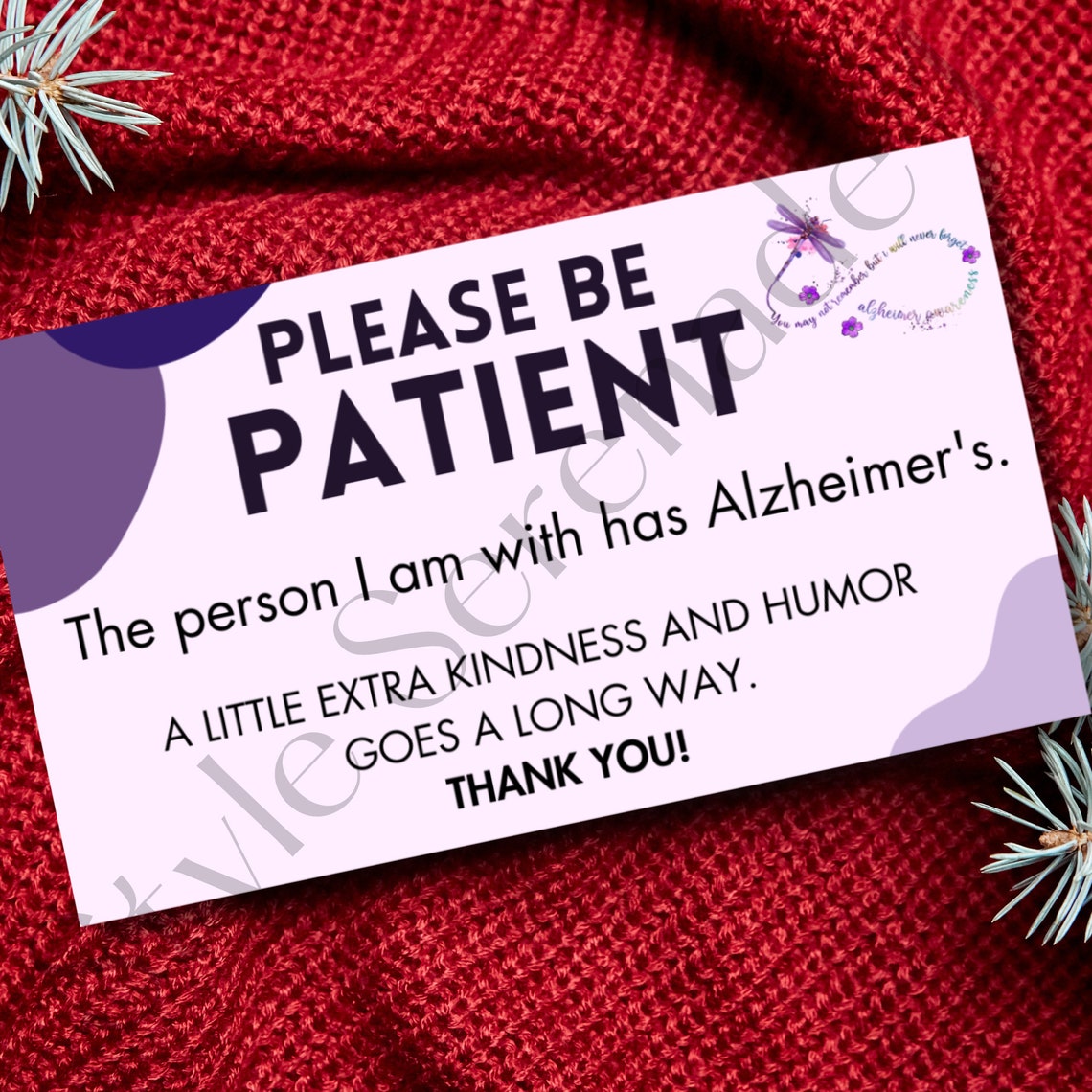Canva Template Alzheimers Card Editable Digital Download Alzheimers ...