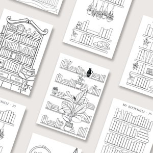 Reading Log Digital Bookshelf Reading Tracker Printable Bundle 15 ...