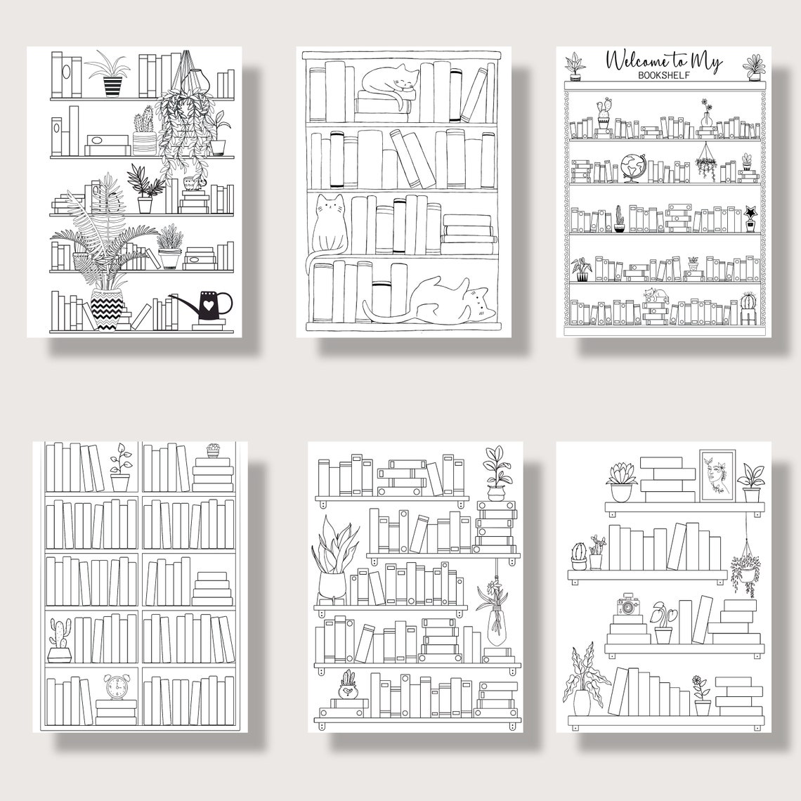 Reading Log Digital Bookshelf Reading Tracker Printable Bundle 15 ...