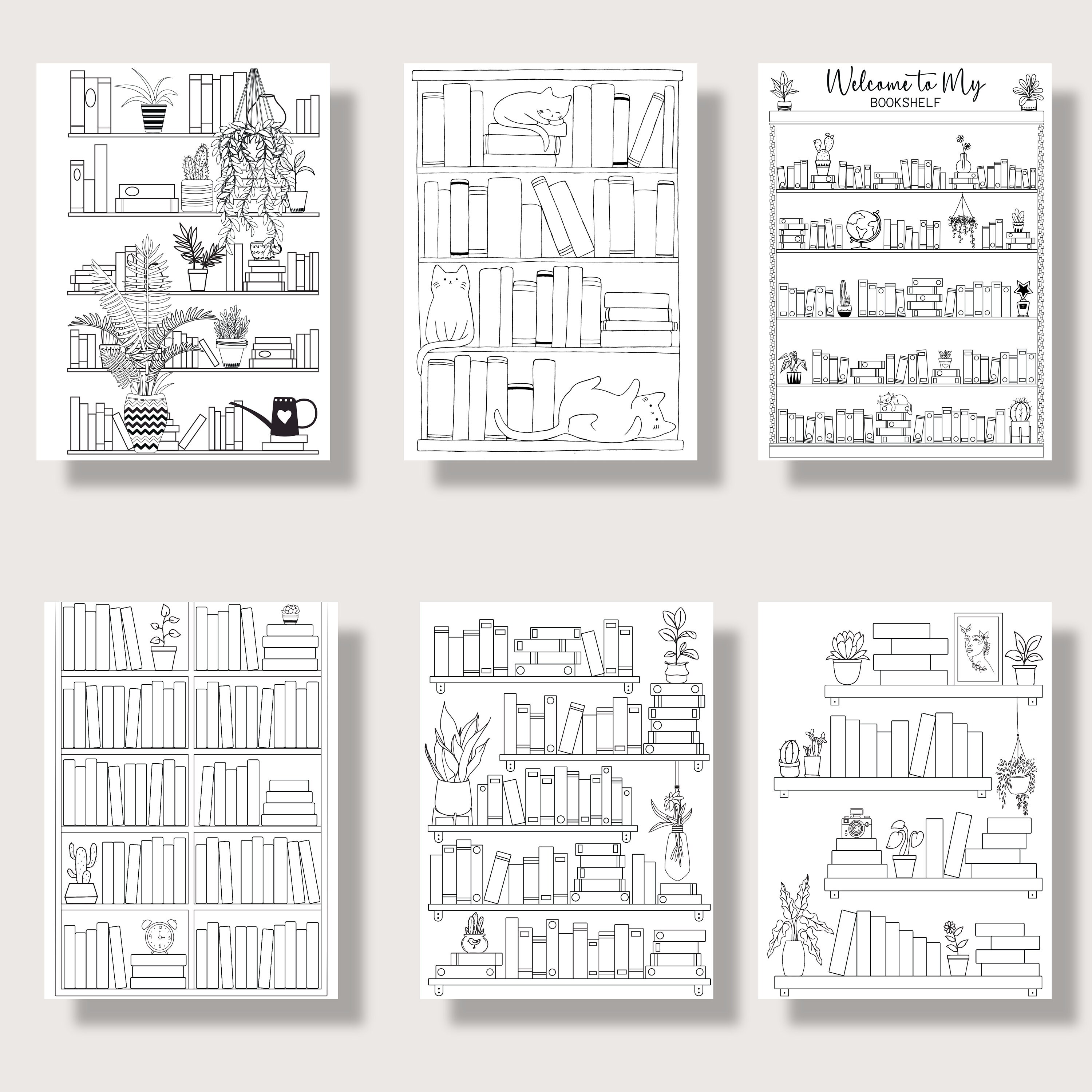 Reading Log Digital Bookshelf Reading Tracker Printable Bundle 15 ...