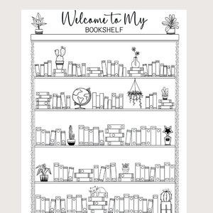 Reading Log Digital Bookshelf Reading Tracker Printable Bundle 15 ...