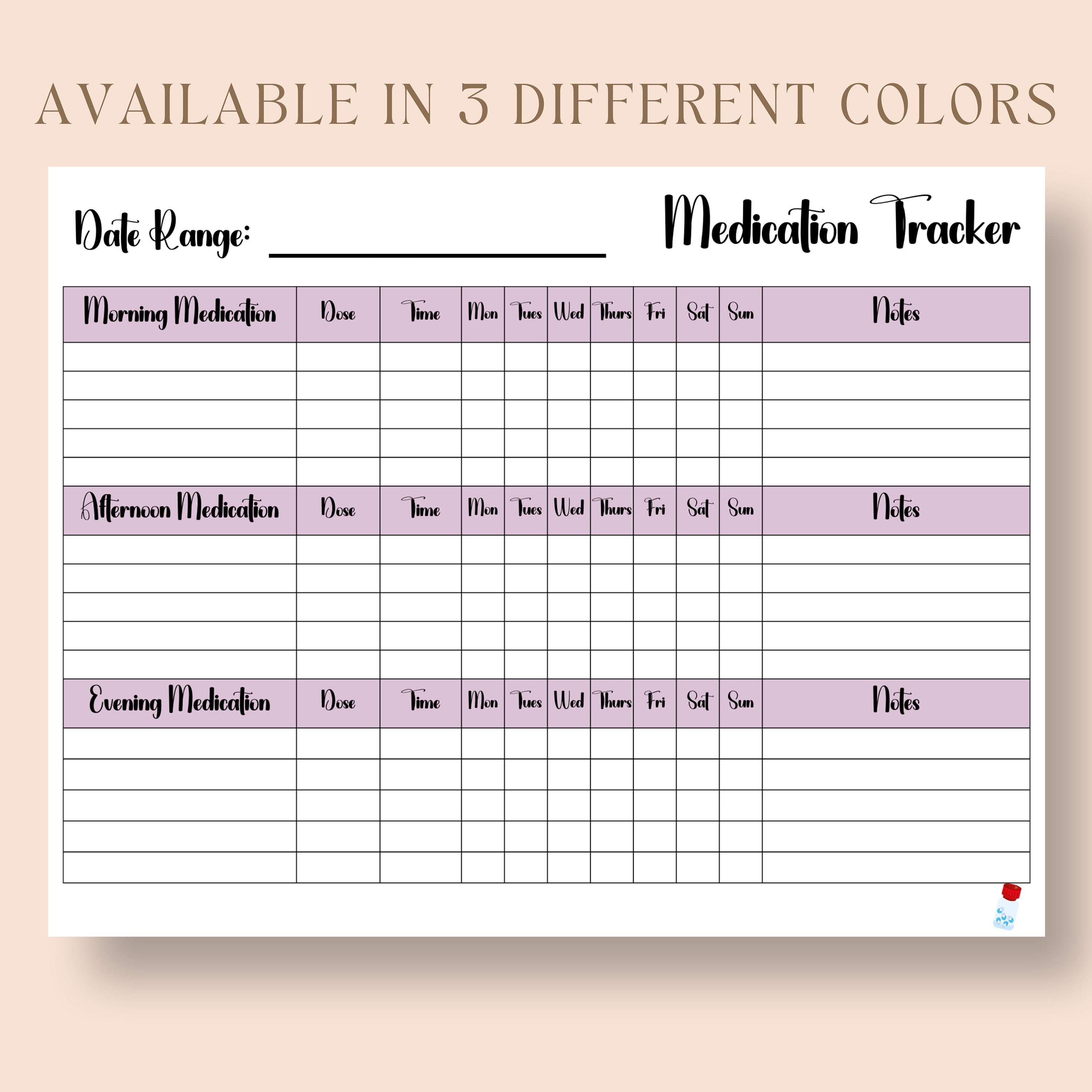 Medication Log Medication Tracker Printable Medication Tracking Chart ...
