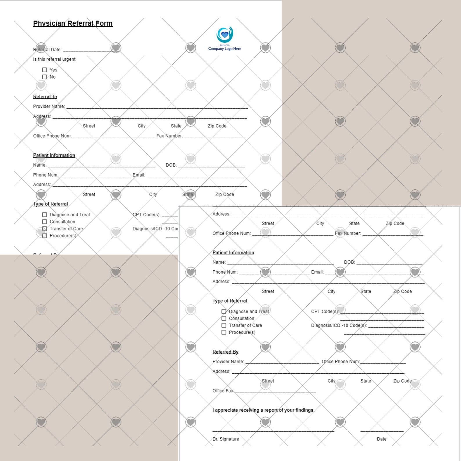 Physician Referral Form Template Doctor Office Referral Paperwork ...